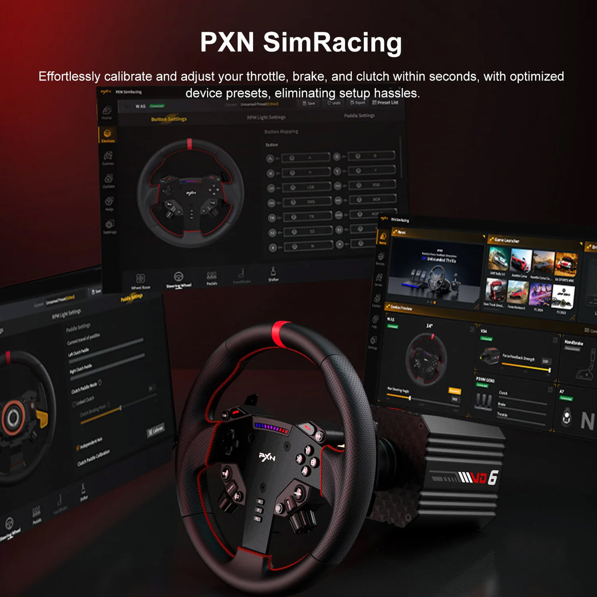 Kit Simulador de Corrida Gamer PXN VD6 Base Torque 6Nm + Volante W DS ...